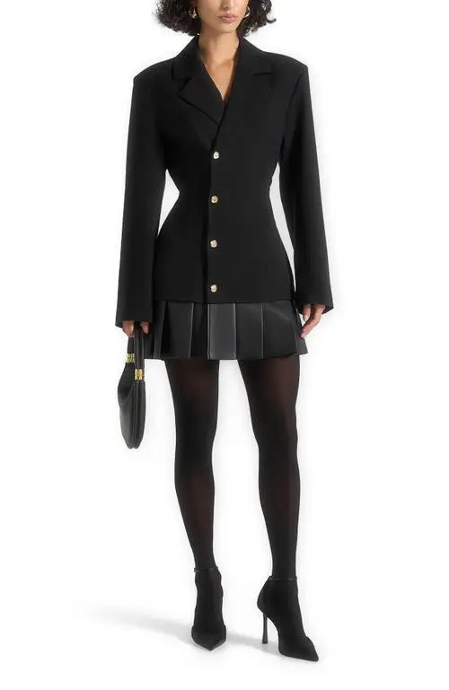 Manière De Voir Tailored Blazer Dress With Pleated Skirt - Black