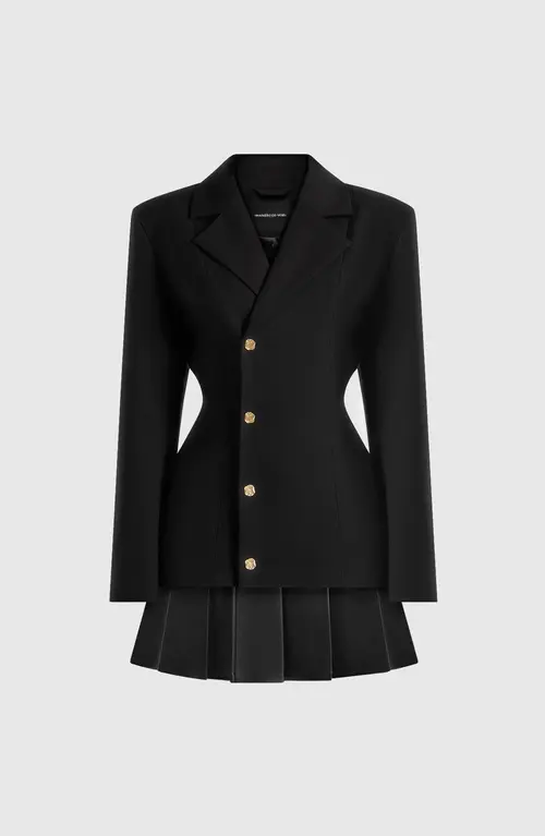 Manière De Voir Tailored Blazer Dress With Pleated Skirt - Black