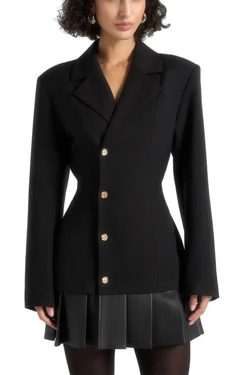 Manière De Voir Tailored Blazer Dress With Pleated Skirt - Black