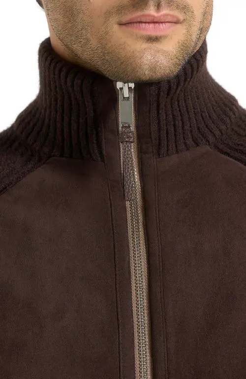Manière De Voir Rami Suede & Knit Jacket - Brown