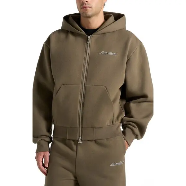 Manière De Voir Relaxed Fit Zip Hoodie - Olive