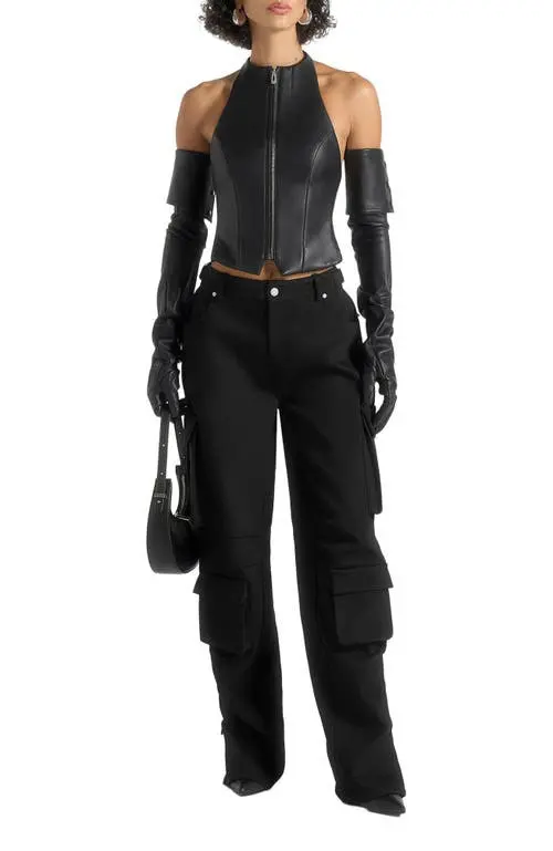 Manière De Voir Claudette Vegan Leather Halterneck Top