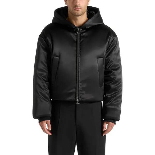 Manière De Voir Satin Cropped Hooded Jacket