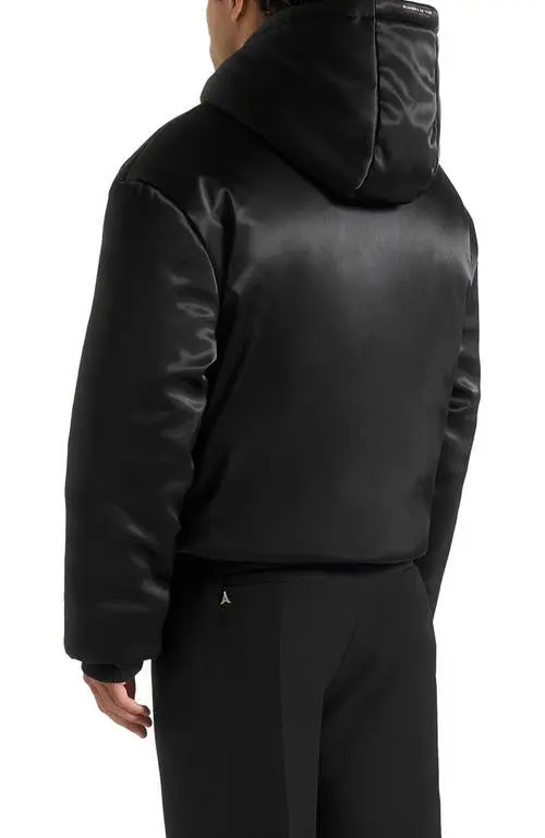Manière De Voir Satin Cropped Hooded Jacket