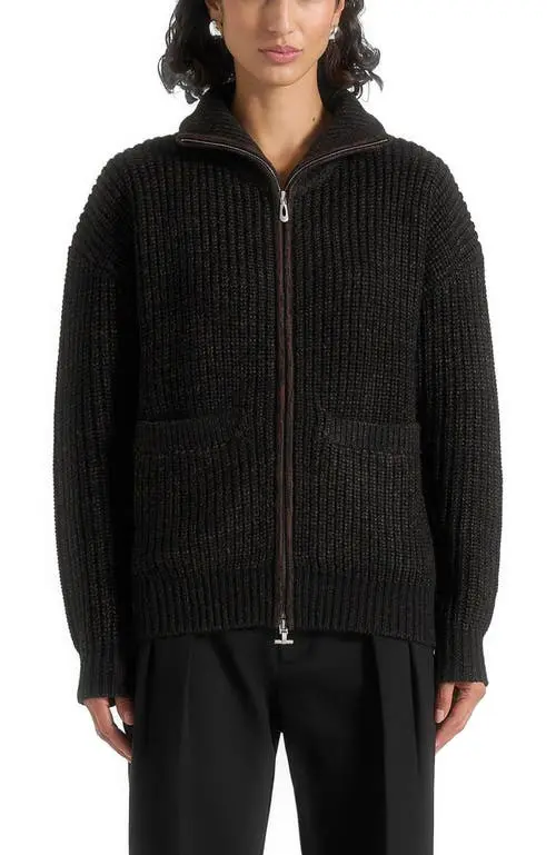Manière De Voir Speckled Wool Zip Jacket