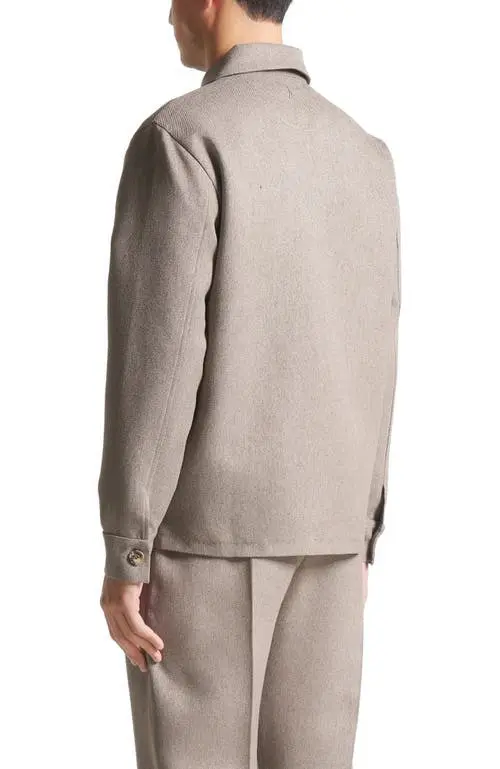 Manière De Voir Leo Textured Tailored Long Sleeve Overshirt