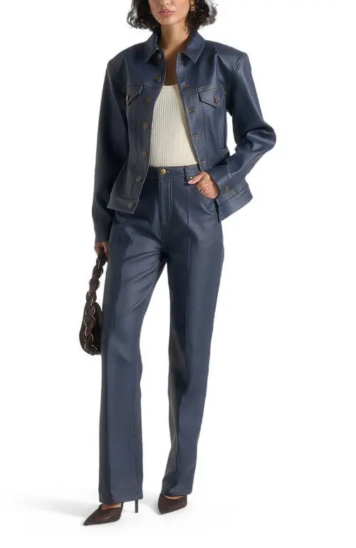 Manière De Voir Cinch Waist Jacket With Wax Effect - Indigo