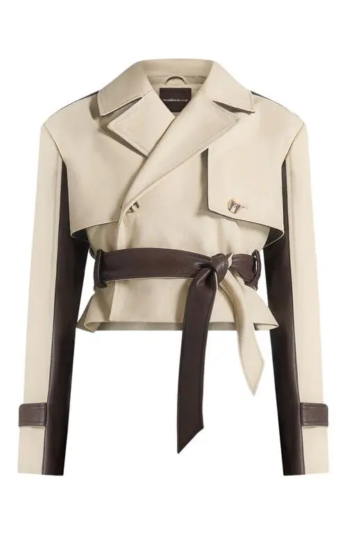 Manière De Voir Lelia Cropped Gabardine Trench Coat - Beige