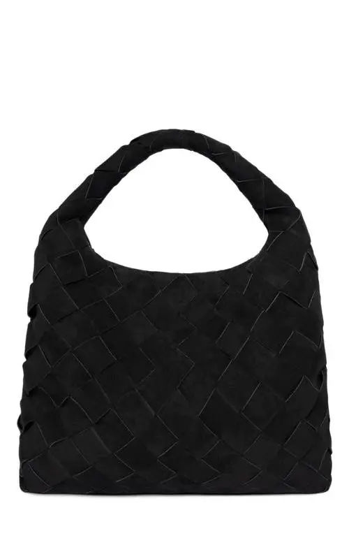 Manière De Voir Aubin Suede Woven Hobo Bag - Black