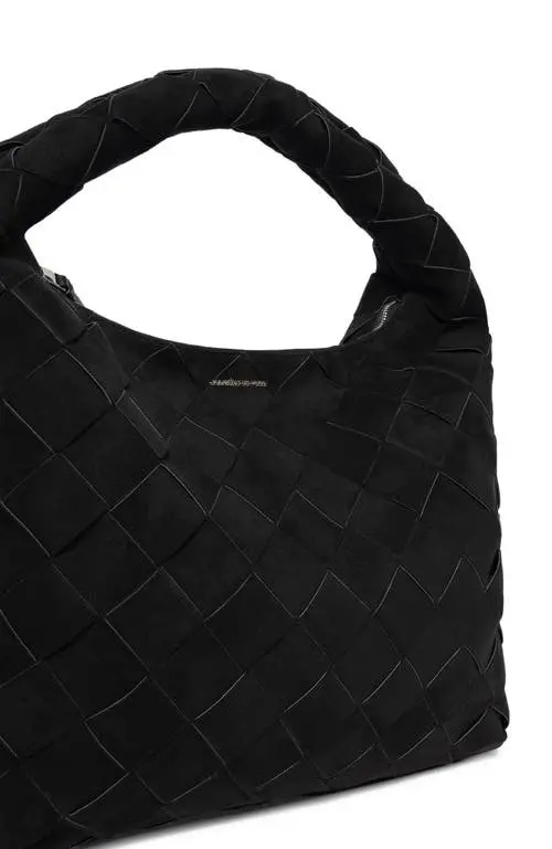Manière De Voir Aubin Suede Woven Hobo Bag