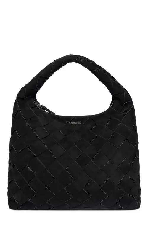 Manière De Voir Aubin Suede Woven Hobo Bag