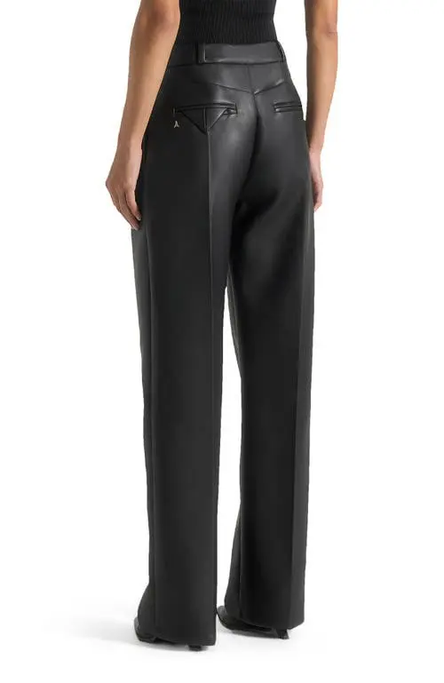 Manière De Voir Leather Pleat Front Trousers - Black