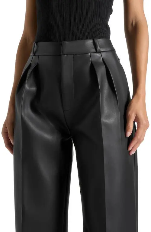 Manière De Voir Leather Pleat Front Trousers - Black