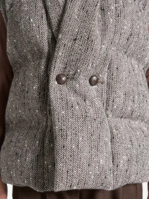 Manière De Voir Inez Herringbone Wool Wrap Puffer Jacket