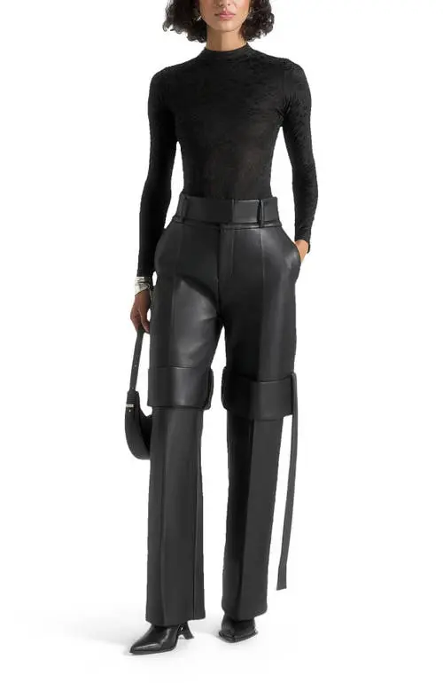 Manière De Voir Leather Belted Strap Detail Trousers