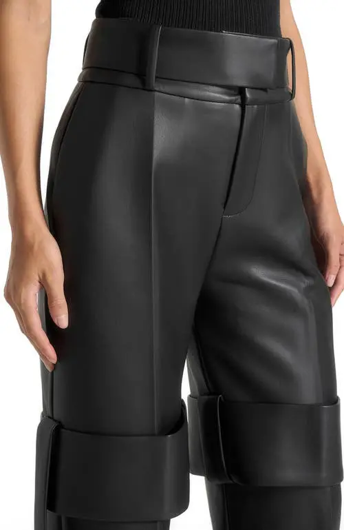 Manière De Voir Leather Belted Strap Detail Trousers