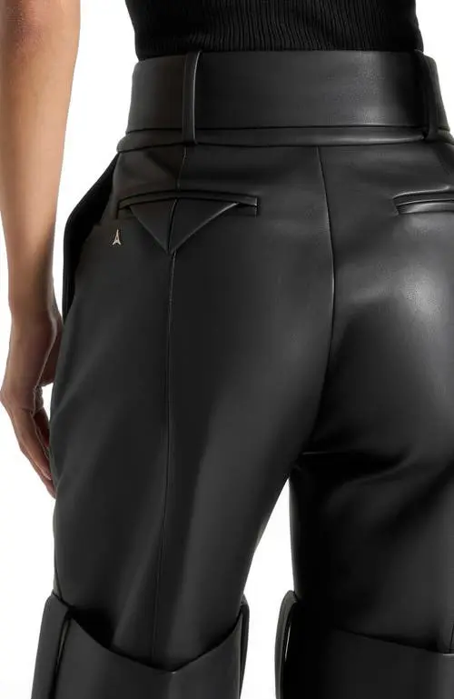 Manière De Voir Leather Belted Strap Detail Trousers