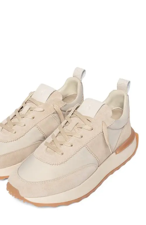 Manière De Voir Monaco Suede And Nylon Runner - Cream