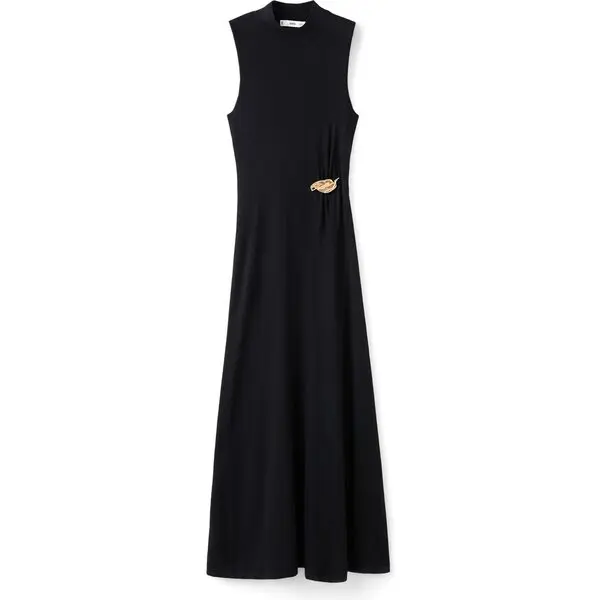 Mango Mock Neck Knit Maxi Dress