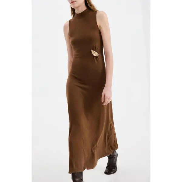 Mango Mock Neck Knit Maxi Dress