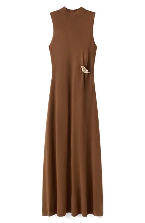 Mango Mock Neck Knit Maxi Dress