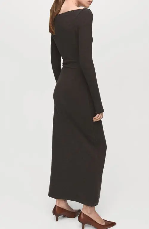 Mango Ruched Long Sleeve Knit Maxi Dress
