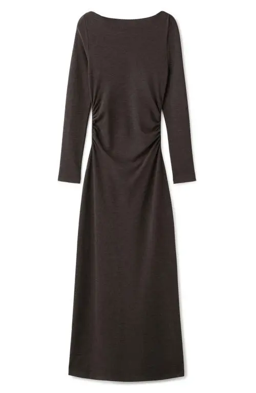 Mango Ruched Long Sleeve Knit Maxi Dress