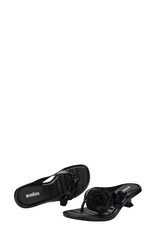 Melissa Petals Kitten Heel Flip Flop - Black