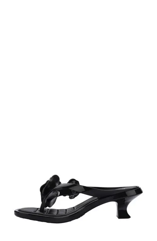 Melissa Petals Kitten Heel Flip Flop - Black