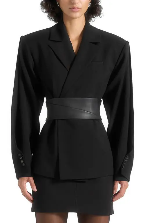 Manière De Voir Marie Wool Twist Sleeve Belted Blazer