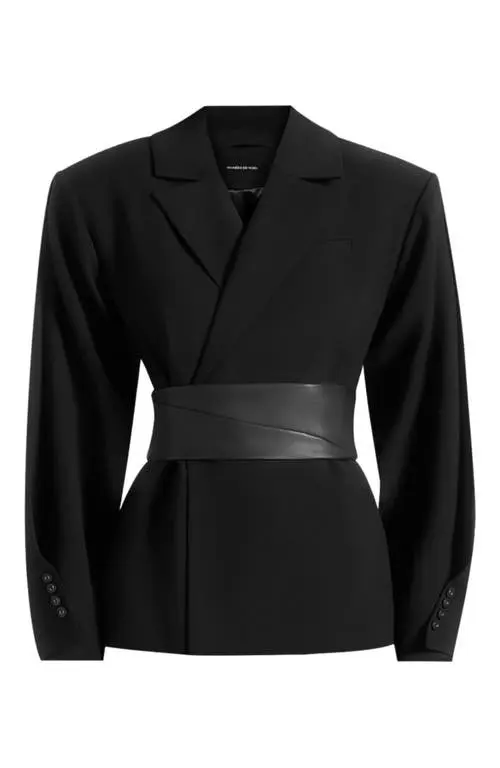 Manière De Voir Marie Wool Twist Sleeve Belted Blazer