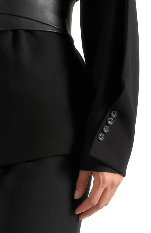 Manière De Voir Marie Wool Twist Sleeve Belted Blazer