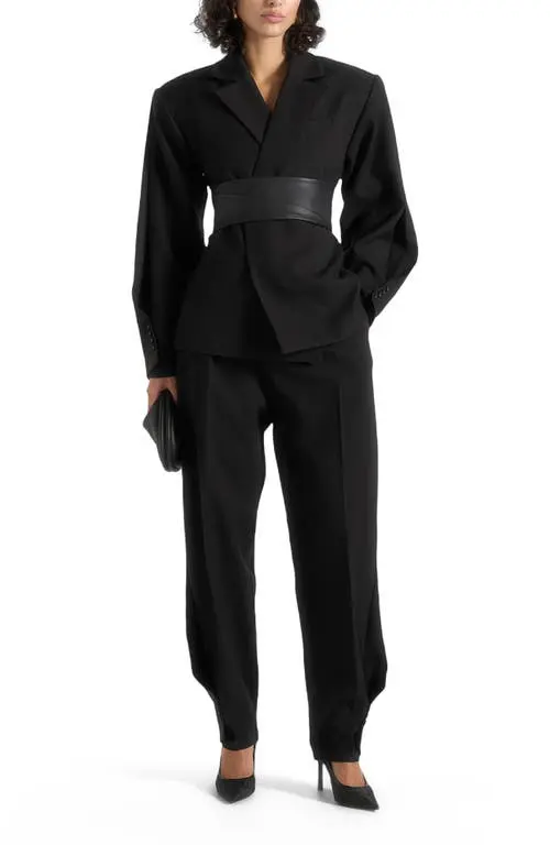 Manière De Voir Marie Wool Twist Sleeve Belted Blazer