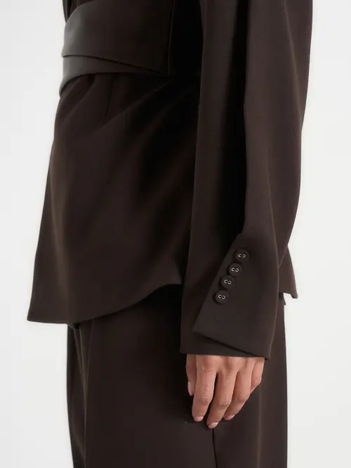 Manière De Voir Marie Wool Twist Sleeve Belted Blazer - Brown