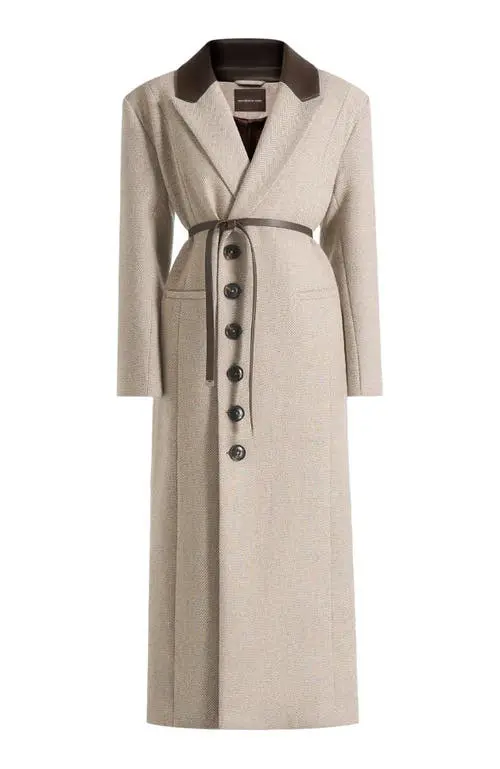 Manière De Voir Anissa Herringbone Wool Oversized Coat - Beige