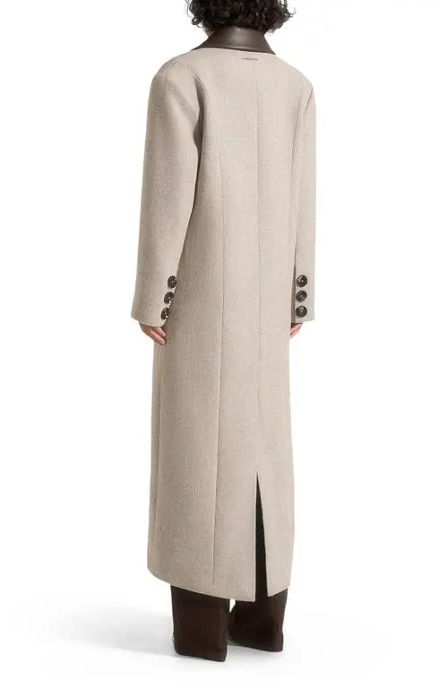 Manière De Voir Anissa Herringbone Wool Oversized Coat - Beige