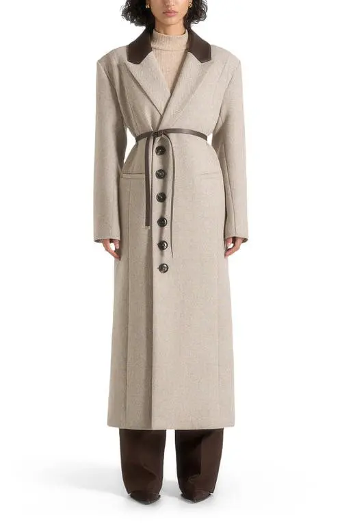 Manière De Voir Anissa Herringbone Wool Oversized Coat - Beige