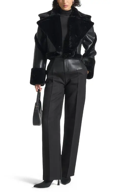 Manière De Voir Leather & Plush Gilet Jacket