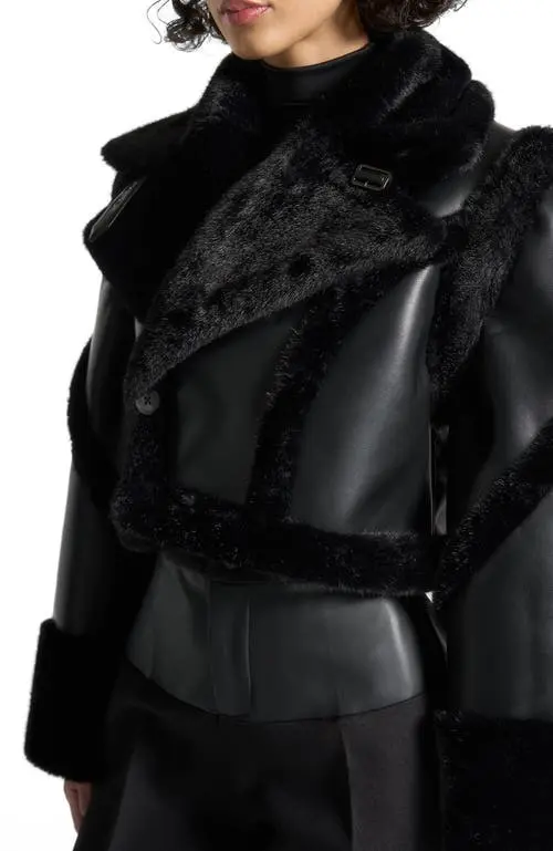 Manière De Voir Leather & Plush Gilet Jacket