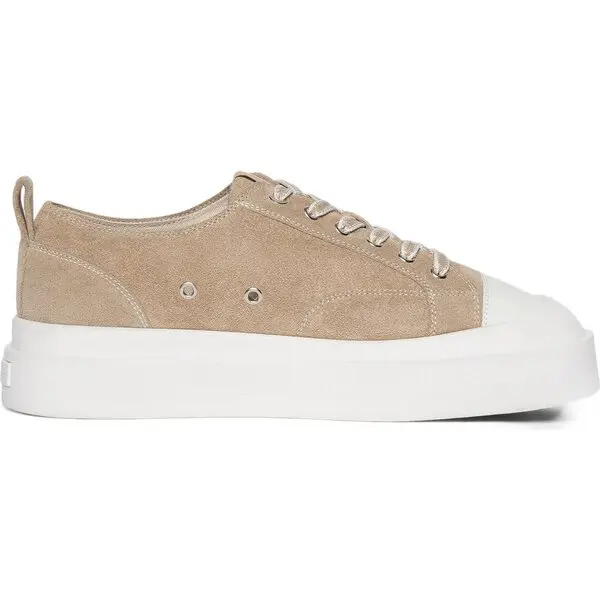 Manière De Voir Vienna Suede Contrast Stitch Sneakers - Beige