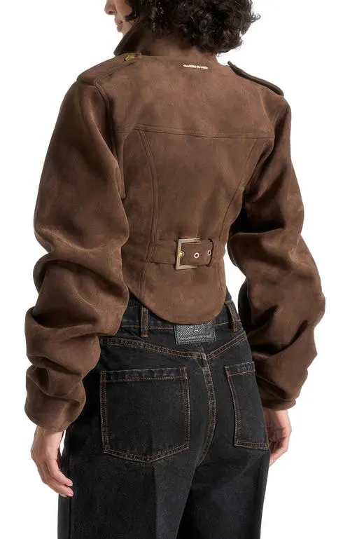 Manière De Voir Suede Corset Jacket With Tacked Sleeves