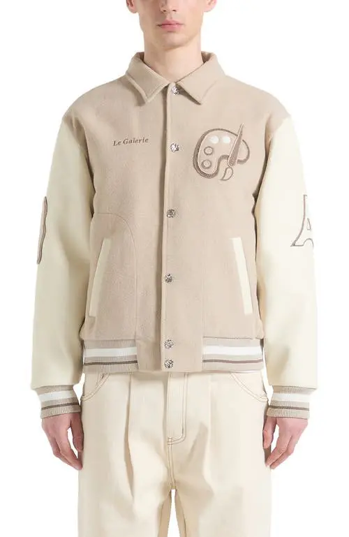 Manière De Voir Le Galerie Wool-blend Varsity Jacket - Beige