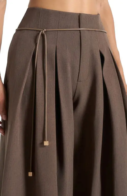 Manière De Voir Flora Box Pleat Wide Leg Belted Trousers - Brown