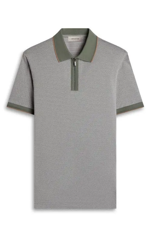 Bugatchi Quarter Zip Polo - Khaki