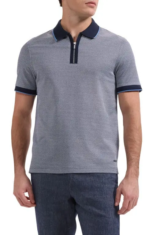 Bugatchi Quarter Zip Polo - Navy