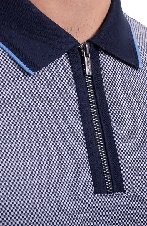 Bugatchi Quarter Zip Polo - Navy