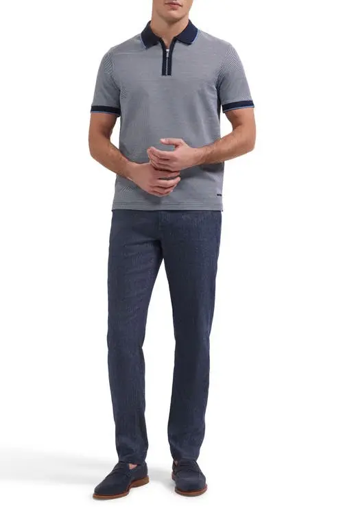 Bugatchi Quarter Zip Polo - Navy