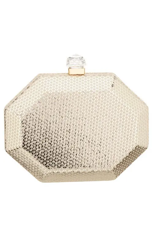 Nina Octagonal Minaudière Frame Clutch - Gold