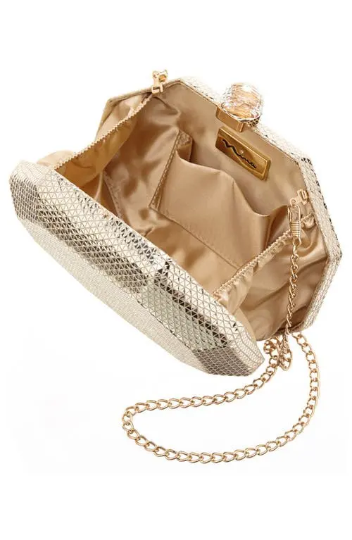 Nina Octagonal Minaudière Frame Clutch - Gold