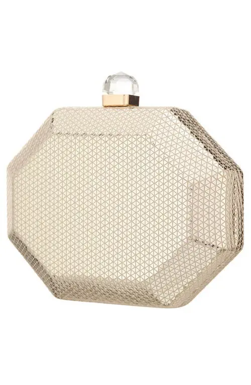 Nina Octagonal Minaudière Frame Clutch - Gold